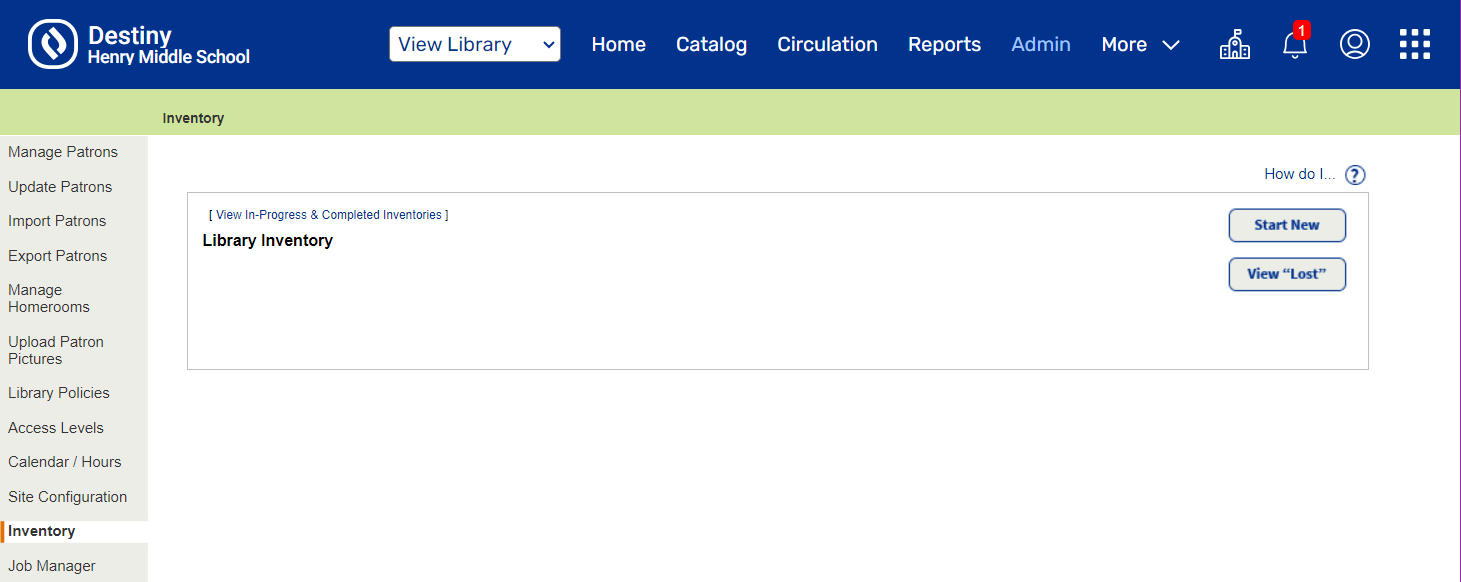 Start an inventory (Library Manager)
